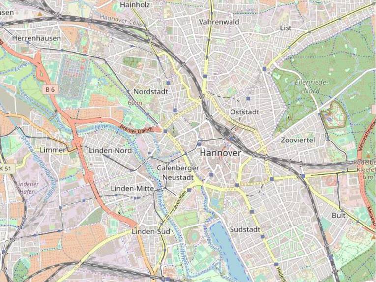 Übersichtskarte Hannover Stadtteile